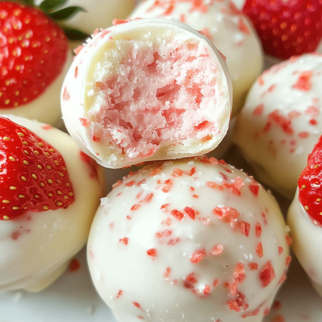 White Chocolate Strawberry Truffles
