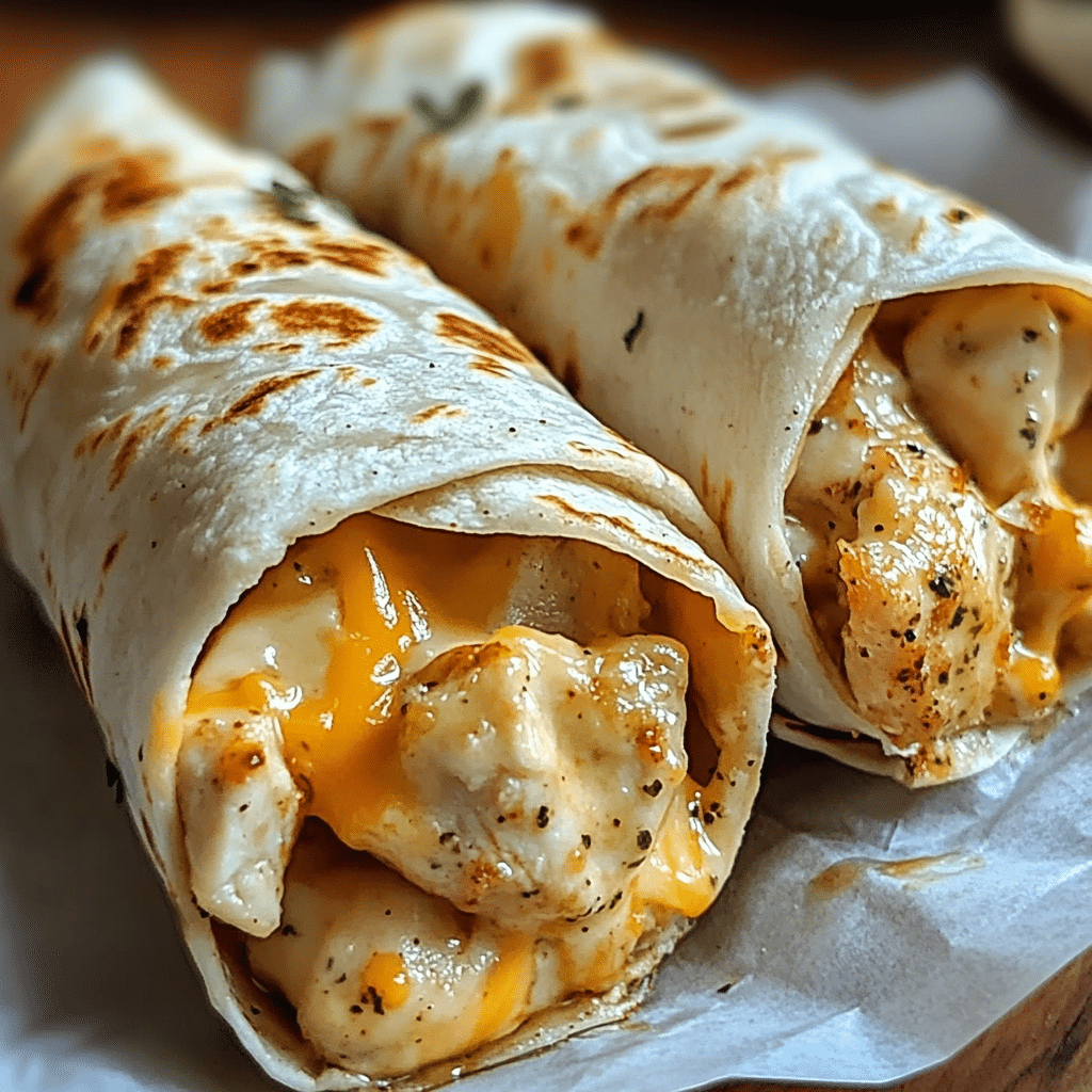 Cheesy Garlic Chicken Wraps - Snack Escape