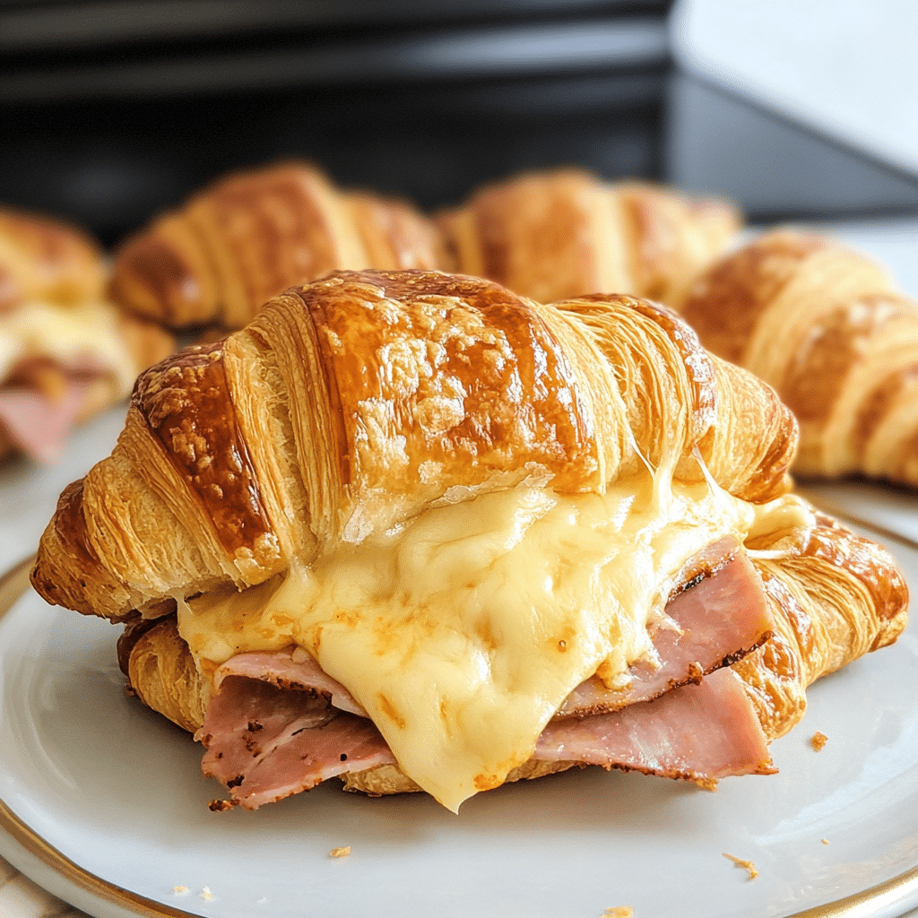Spicy Buffalo Honey Mustard Beef Ham and Cheese Croissant