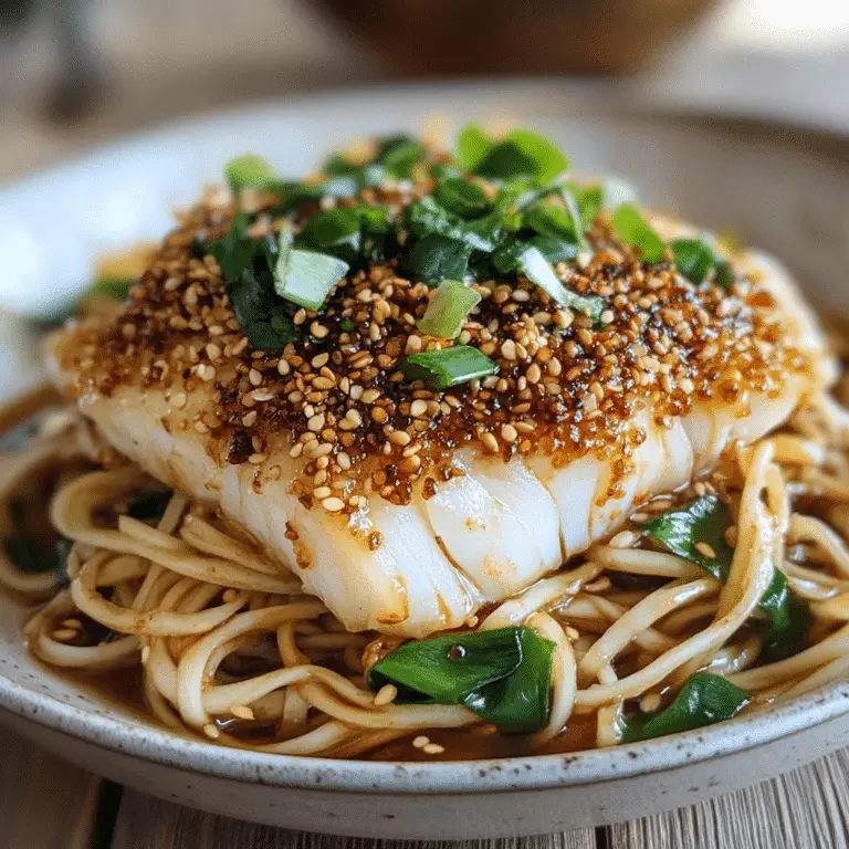 Asian Fusion Sesame-Crusted Cod with Aromatic Ginger Noodles - Snack Escape