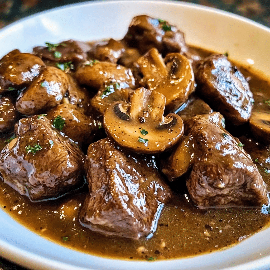 Beef Tenderloin Tips in Mushroom Gravy