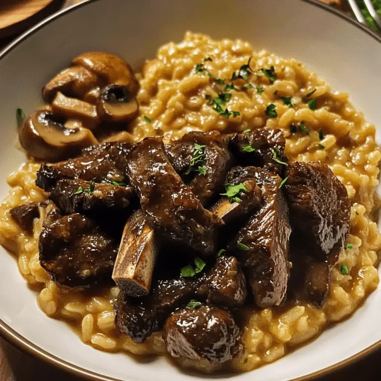 Braised Short Rib Risotto with Mushrooms - Snack Escape