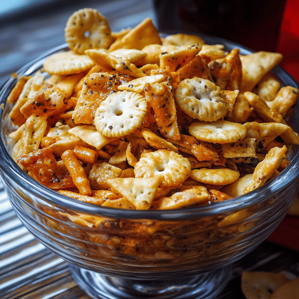 Spicy Cheese Cracker Snack Mix - Snack Escape