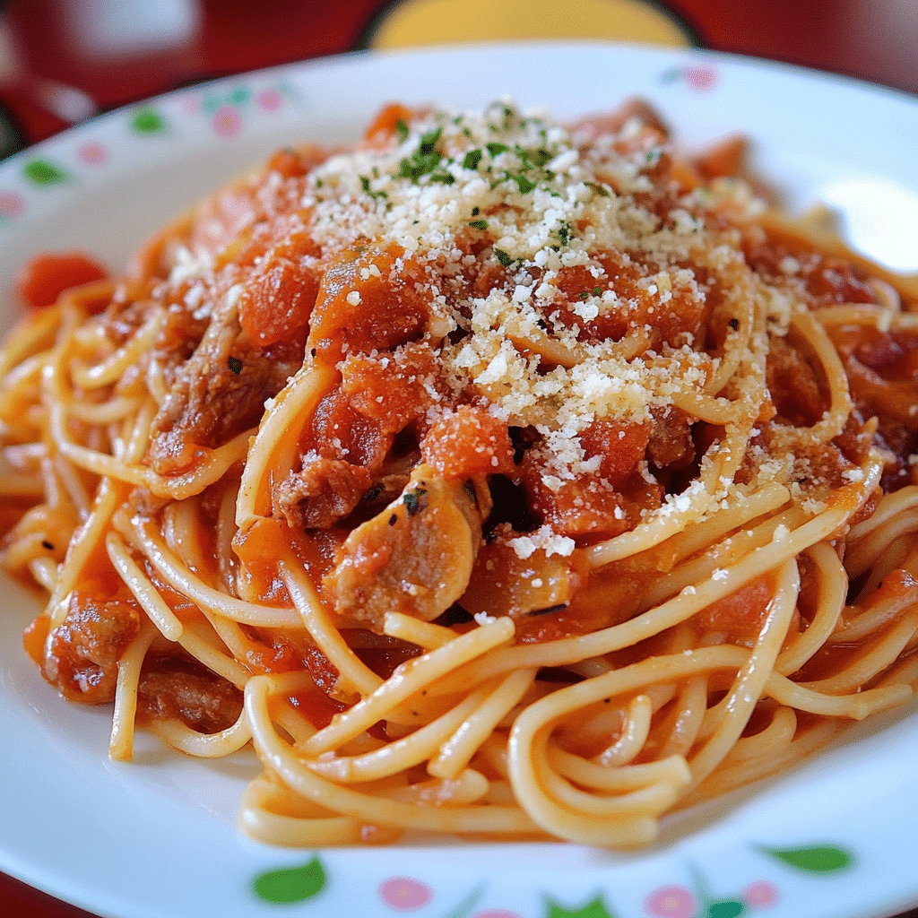 Sweet-Style Filipino Spaghetti with Corned Beef